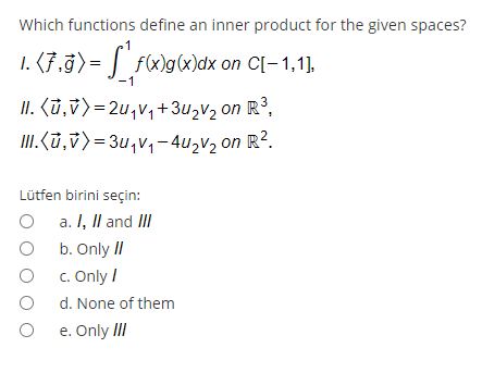 Solved Which functions define an inner product for the given | Chegg.com
