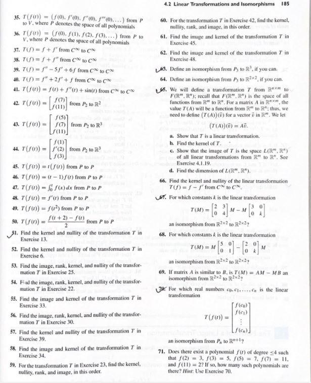 Solved 4.2 Linear Transformations and Isomorphisms 185 35. | Chegg.com