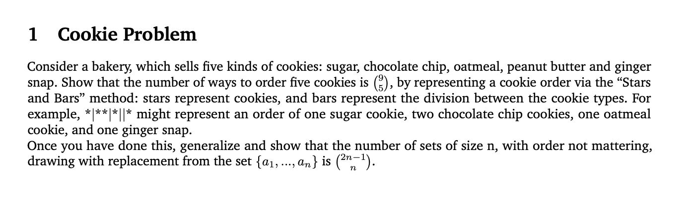 Solved 1 Cookie Problem Consider a bakery, which sells five | Chegg.com