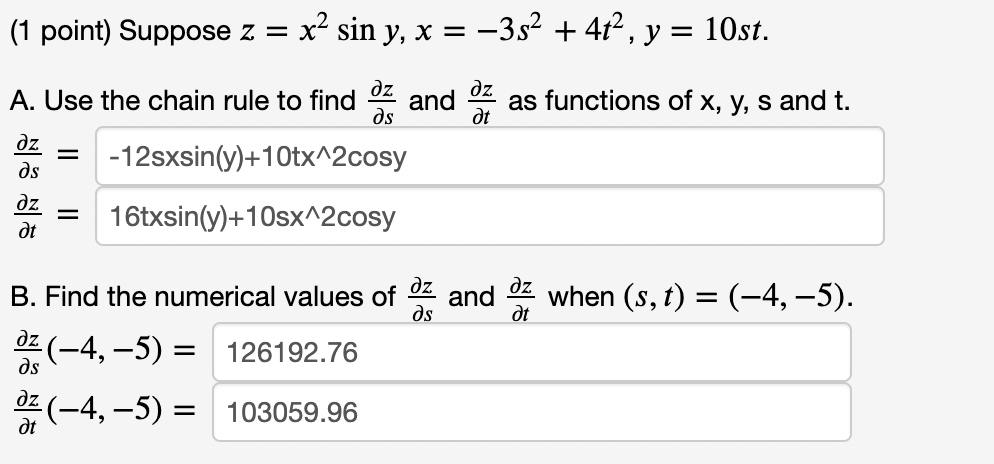 Solved (1 point) Let F(u,v) be a function of two variables. | Chegg.com