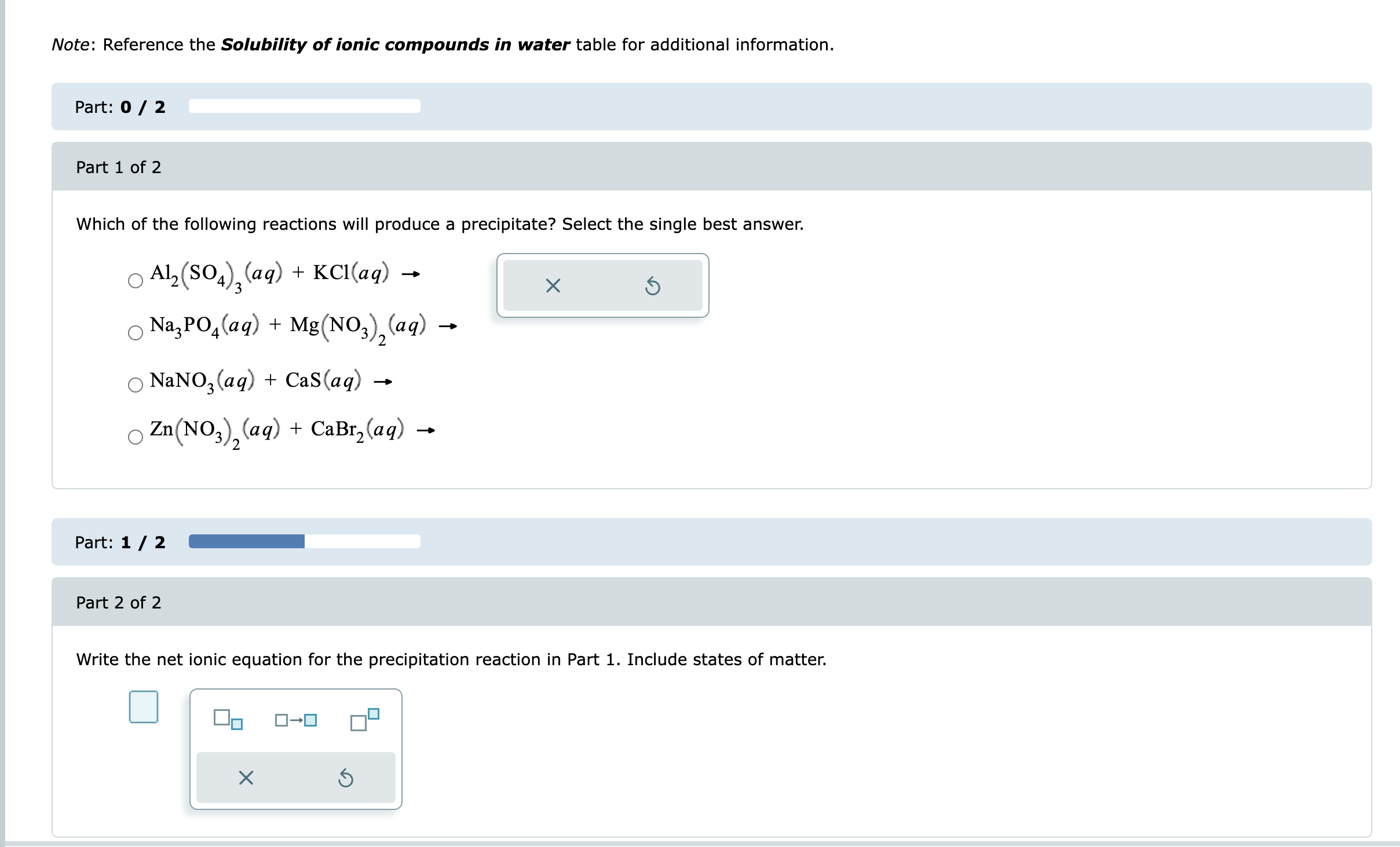 Solved Note: Reference the Solubility of ionic compounds in | Chegg.com
