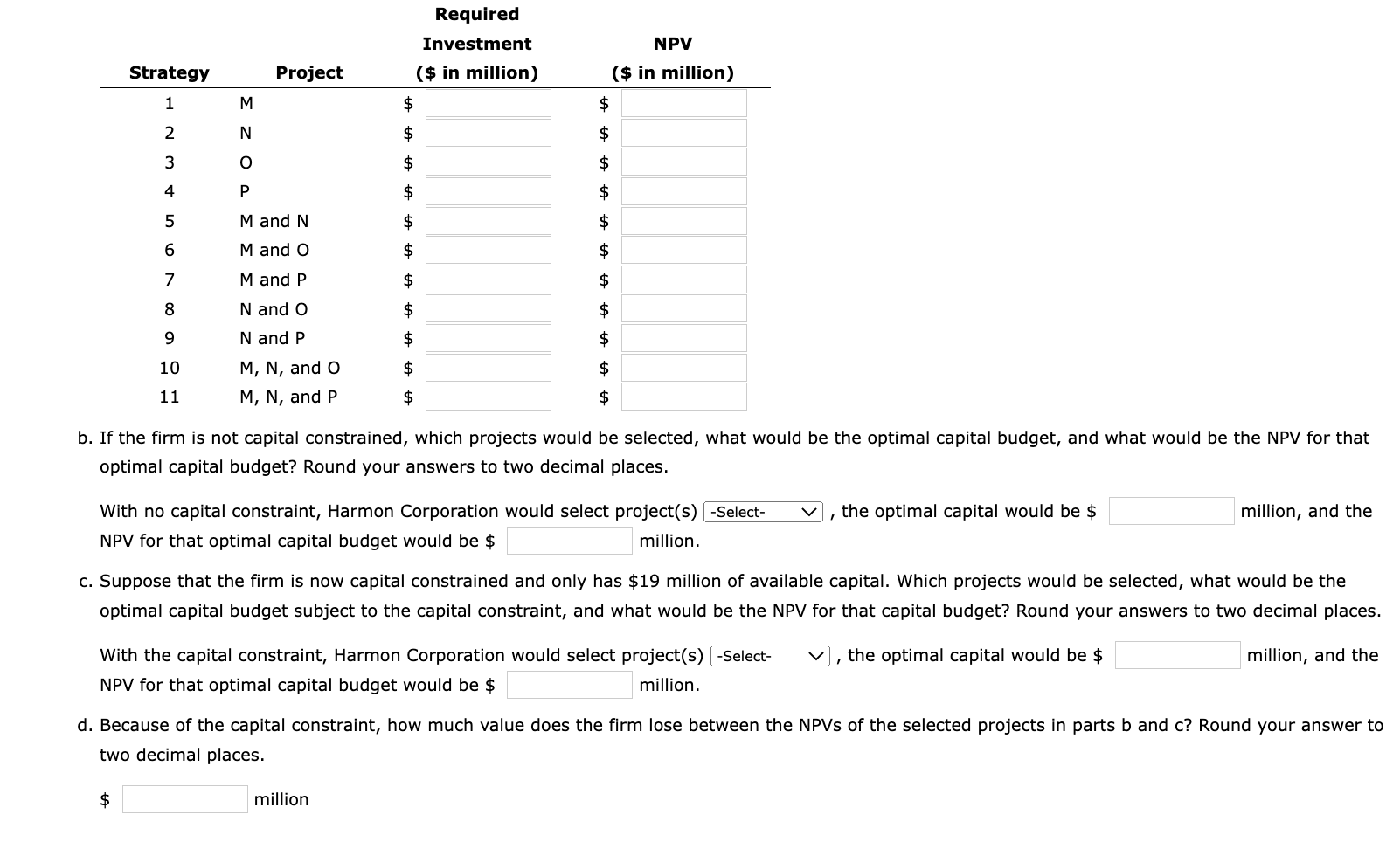 Solved Harmon Corporation has four potential projects: M, N, | Chegg.com