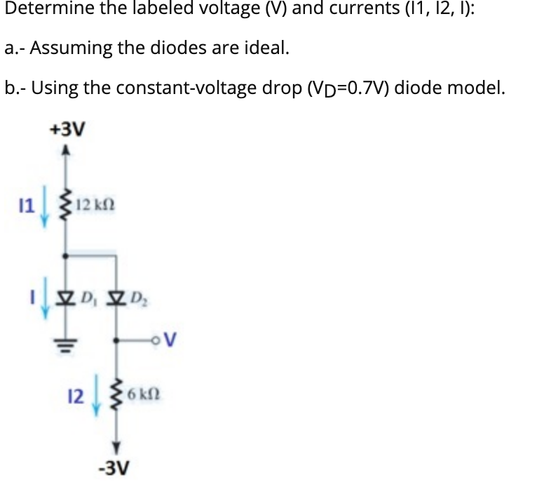 Solved Determine the labeled voltage (V) and currents (11, | Chegg.com