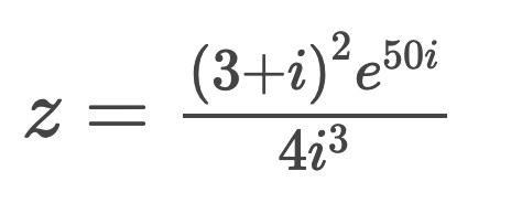 Solved z=4i3(3+i)2e50i | Chegg.com