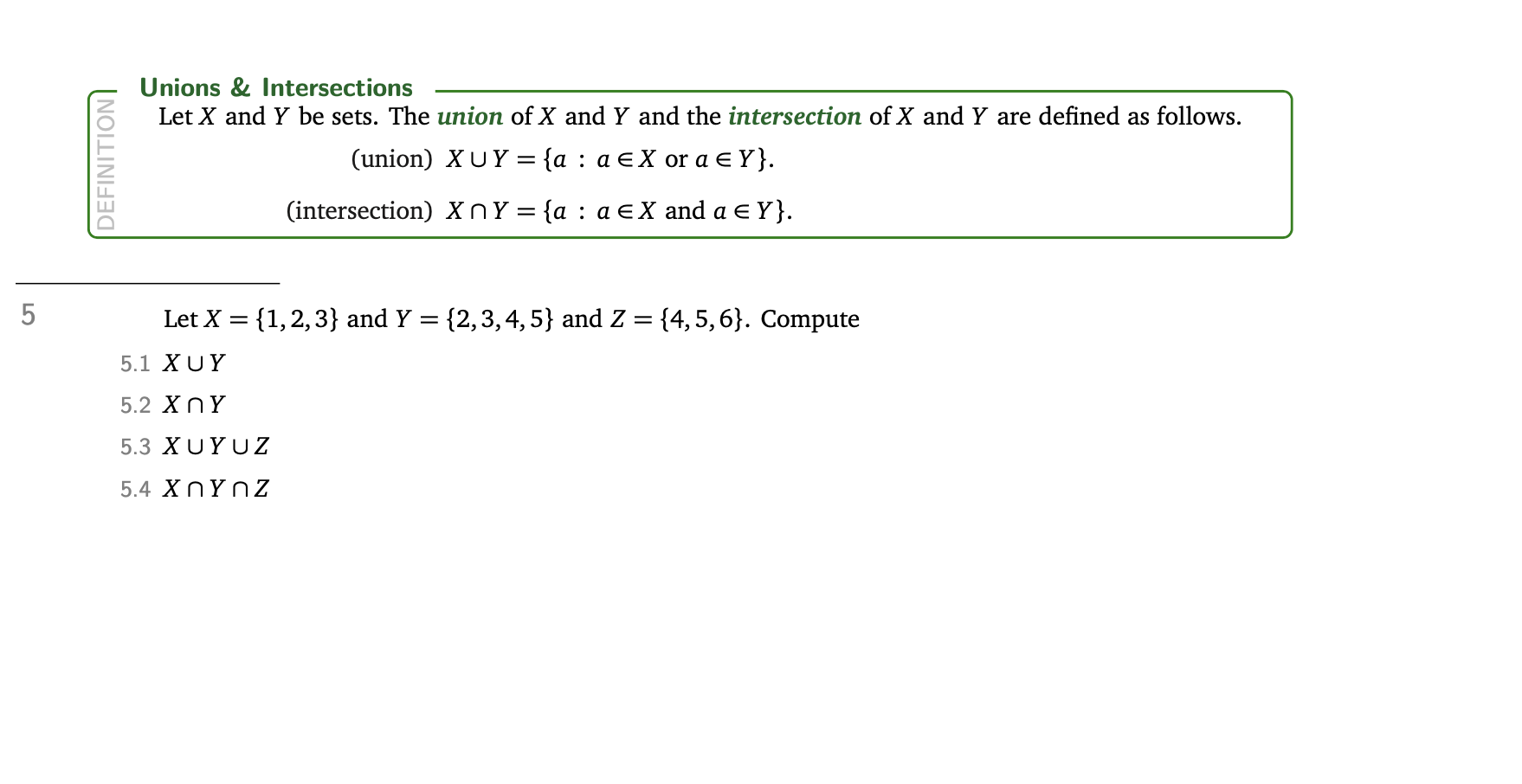 Solved Unions \& Intersections Let X and Y be sets. The | Chegg.com