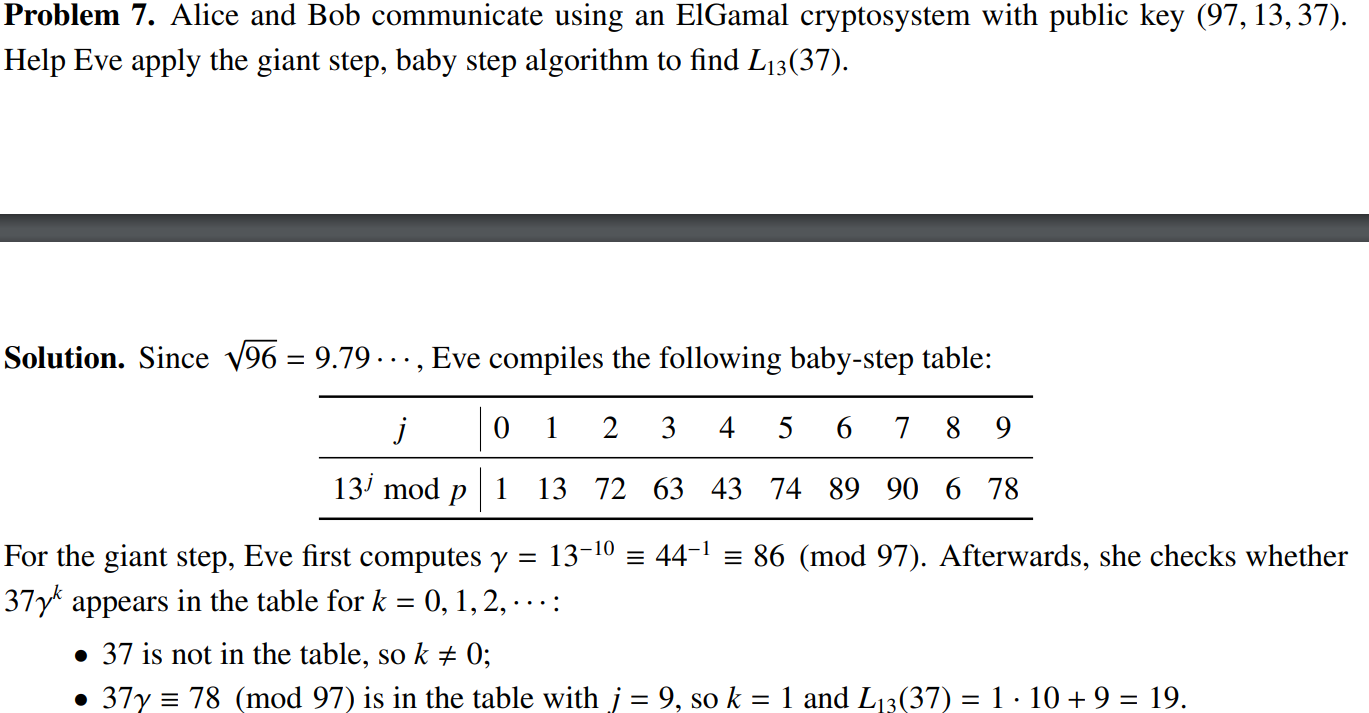 Solved Problem 7. Alice and Bob communicate using an ElGamal | Chegg.com