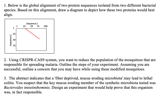 1. Below is the global alignment of two protein | Chegg.com