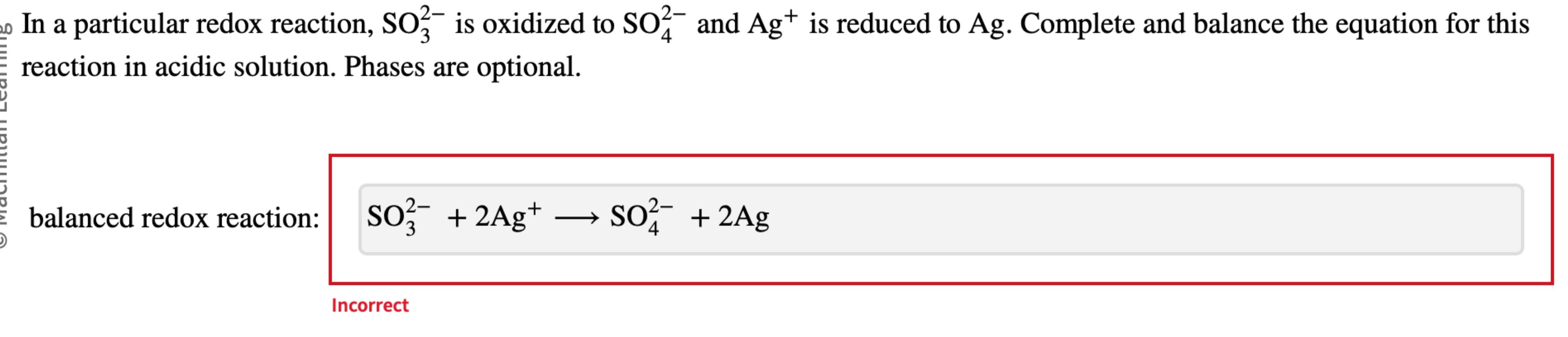 Solved In a particular redox reaction, SO32- ﻿is oxidized to | Chegg.com