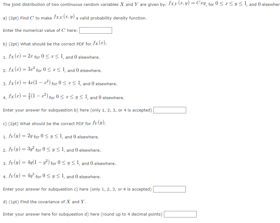 Solved The joint distribution of two continuous random | Chegg.com