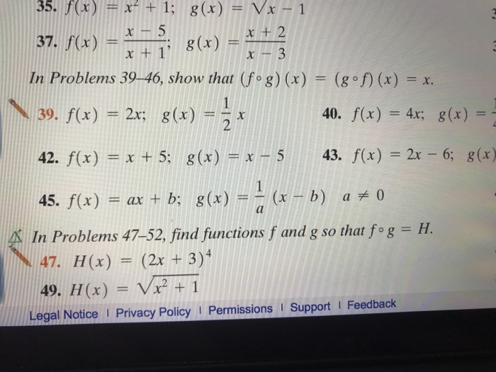 Solved 35, f(x) = x2 + 1; g(x) = Vx-1 X H5 =x +T x +2 g(x) | Chegg.com