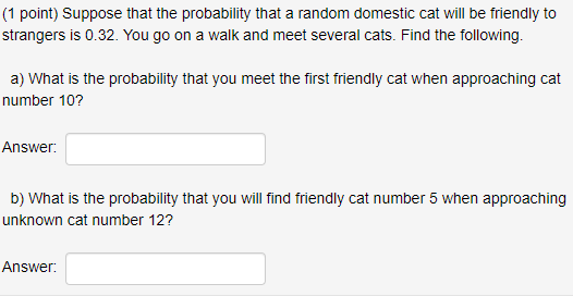 Solved (1 point) Suppose that the probability that a random | Chegg.com