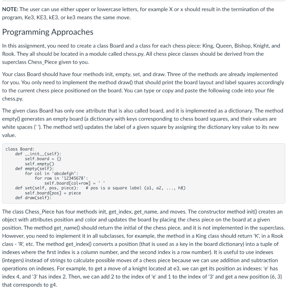 Solved PA 5. Chess Topics 1. Classes 2. Methods 3. Data | Chegg.com