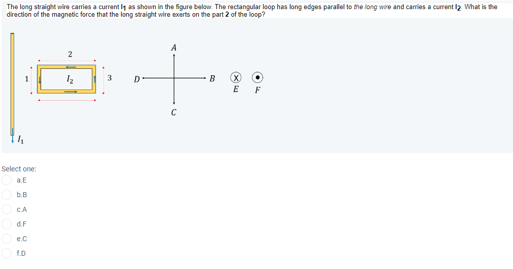Solved The long straight wire carries a current I1 as shown | Chegg.com