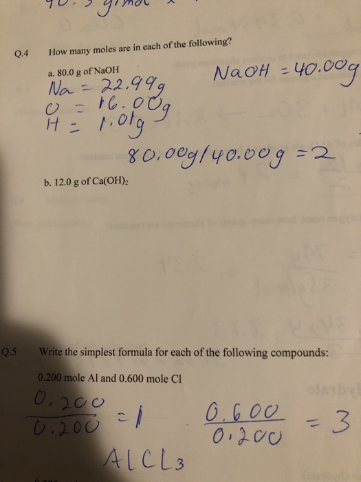 Solved 04 How many moles are in each of the following? a. | Chegg.com