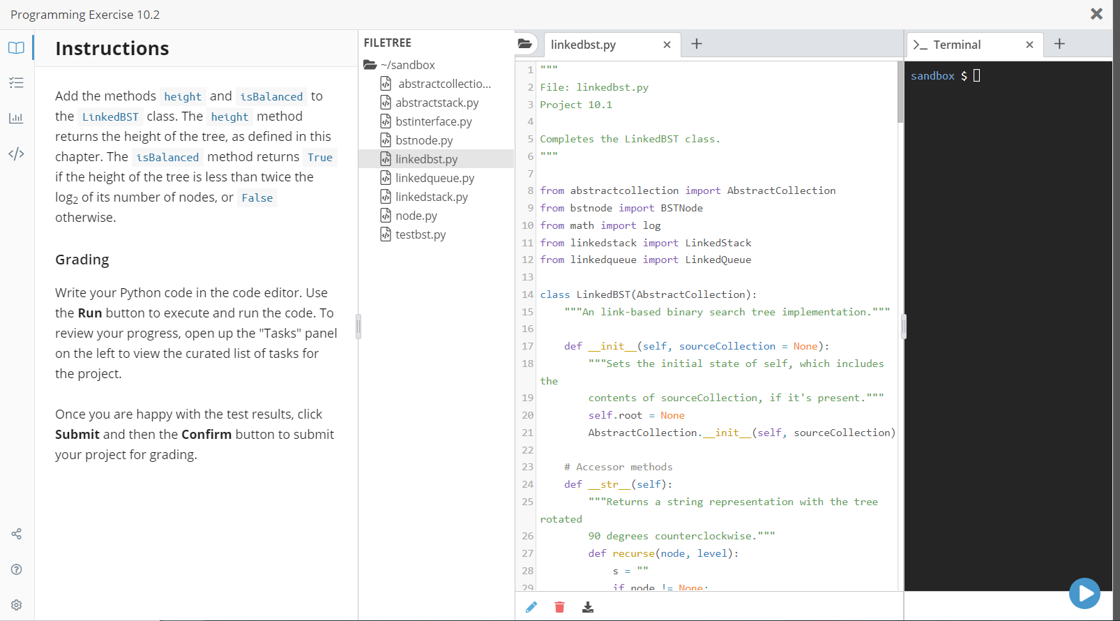 Code is shown below : """ File: linkedbst.py Project | Chegg.com
