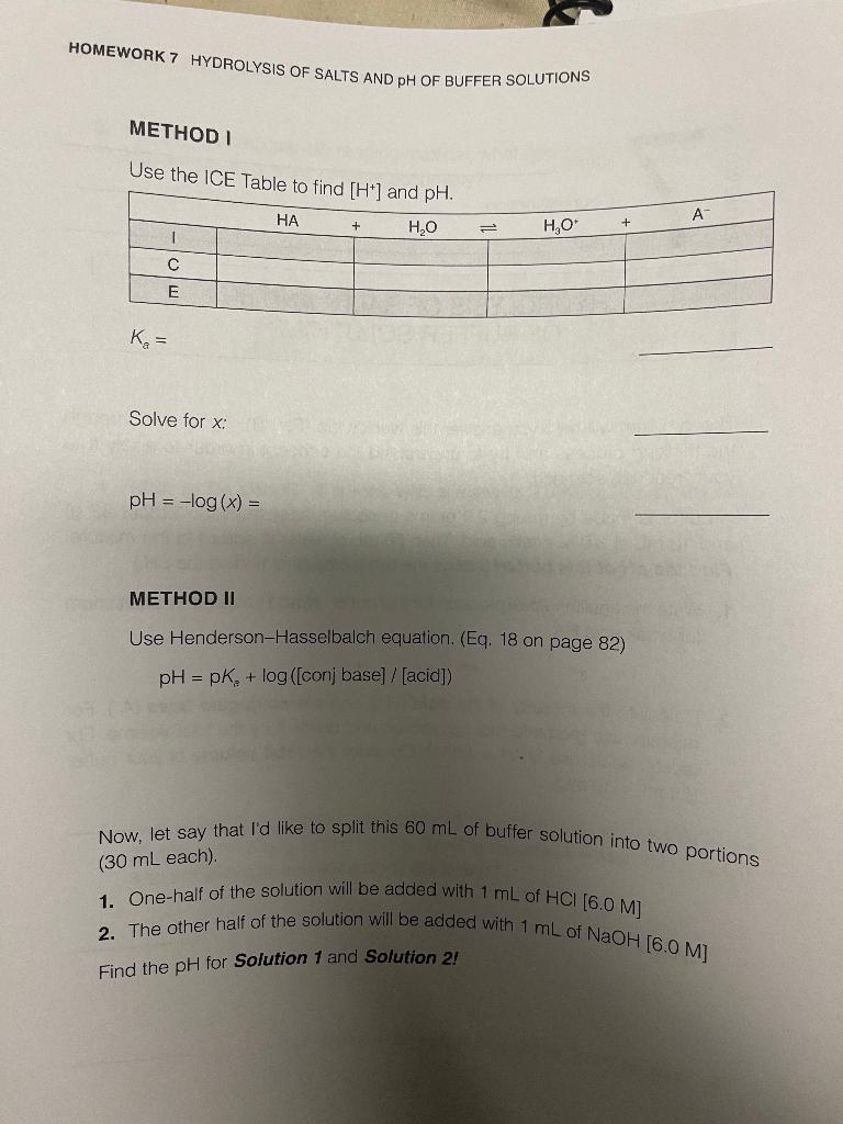 Solved HYDROLYSIS OF SALTS AND PH OF BUFFER SOLUTIONS This | Chegg.com