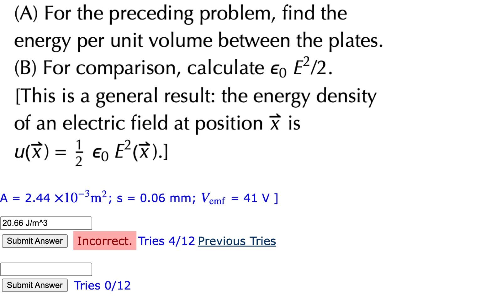 (A) For the preceding problem, find the energy per | Chegg.com