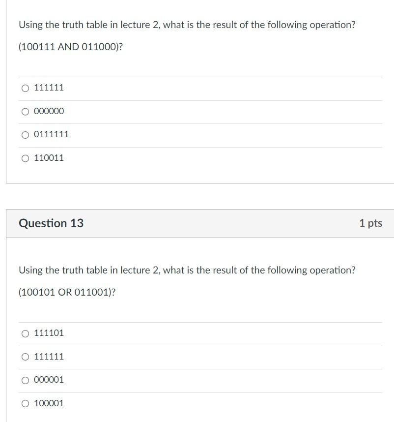 Solved Using the truth table in lecture 2, what is the | Chegg.com