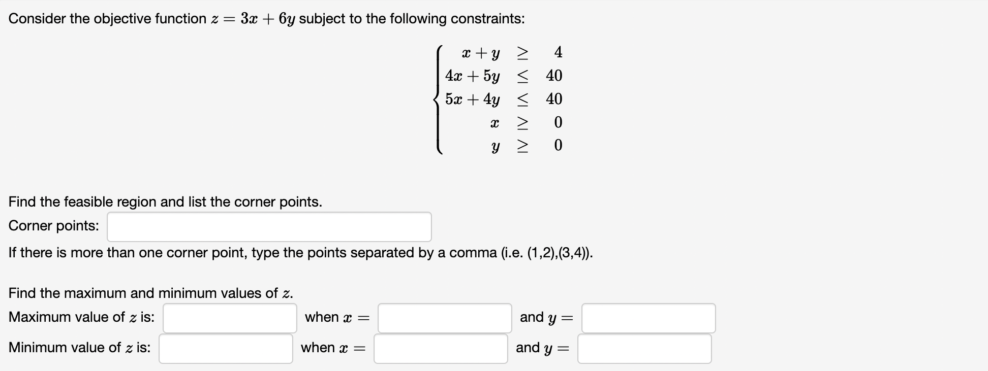 Solved Consider The Objective Function Z 3x 6y Subject To