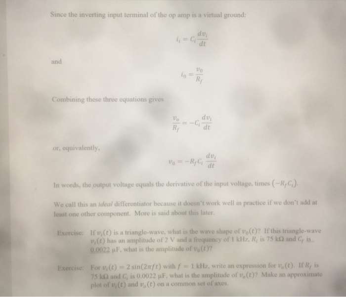 Solved Ideal Differentiator An ideal differentiator is shown | Chegg.com