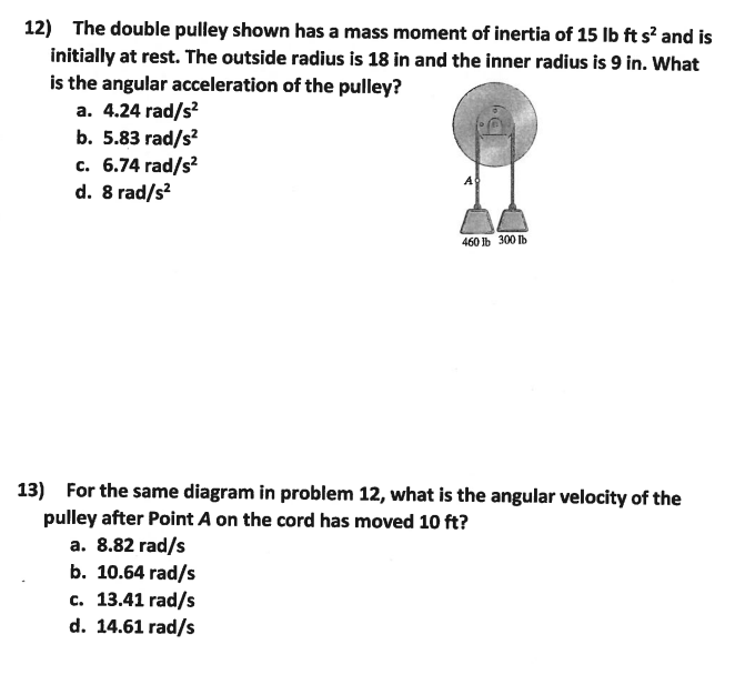 Solved The double pulley shown has a mass moment of inertia | Chegg.com
