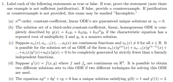 Label each of the following statements as true or | Chegg.com