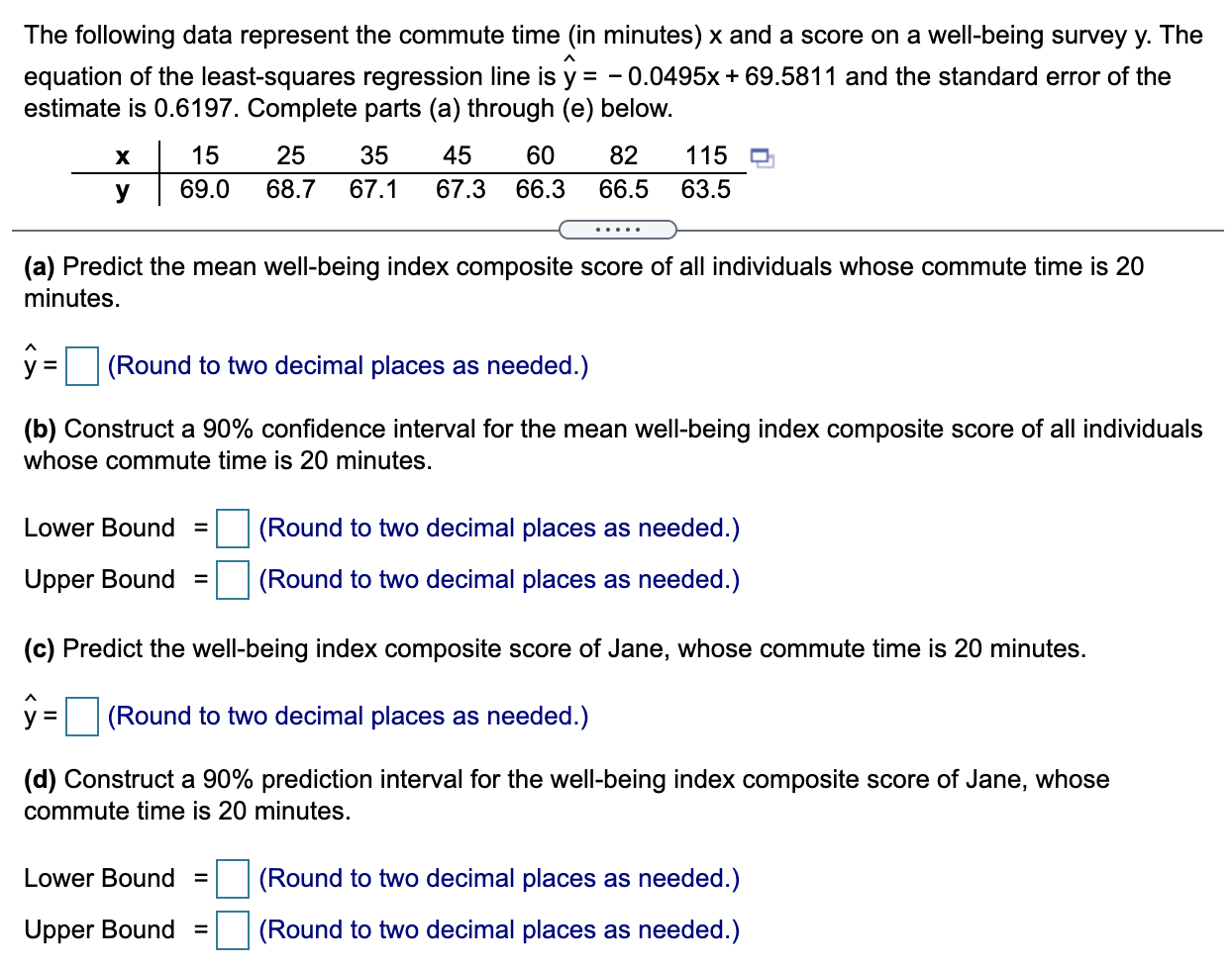 Solved The following data represent the commute time (in | Chegg.com