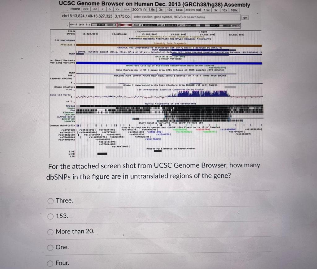 Solved UCSC Genome Browser on Human Dec. 2013 (GRCh38/hg38) | Chegg.com