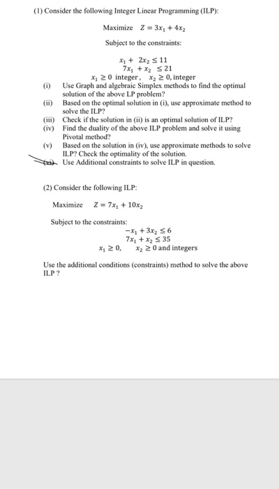 Solved 1 Consider The Following Integer Linear Programming