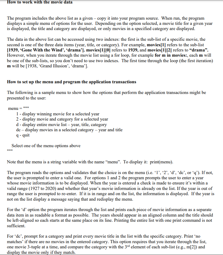 Solved In this assignment you are asked to write a Python | Chegg.com