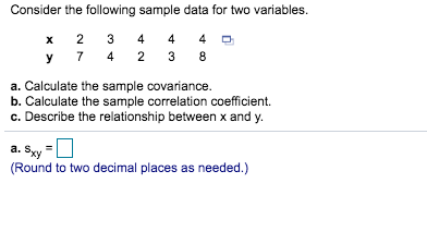 Solved Consider the following sample data for two variables. | Chegg.com