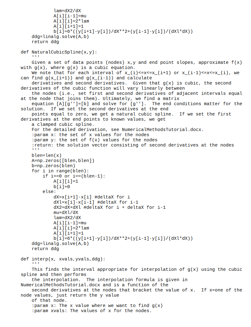 c) Write a program that demonstrates the Cubic Spline | Chegg.com