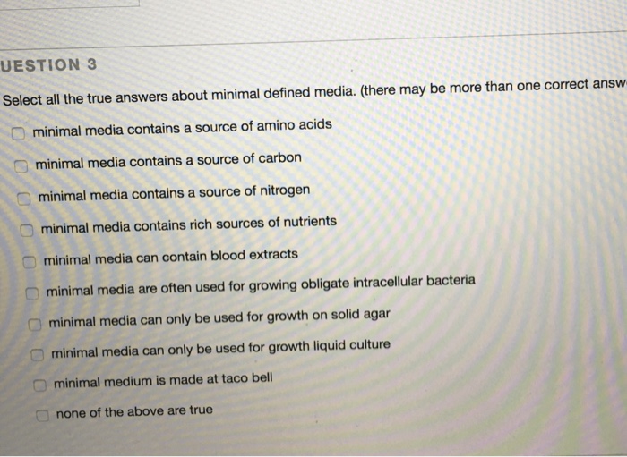 Solved Select all the true answers about minimal defined | Chegg.com