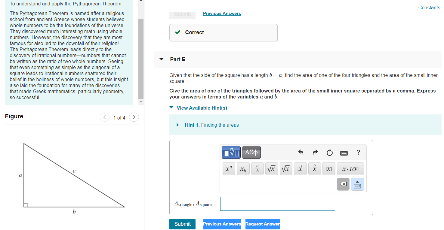 Solved Given that the side of the square has a length b−a, | Chegg.com