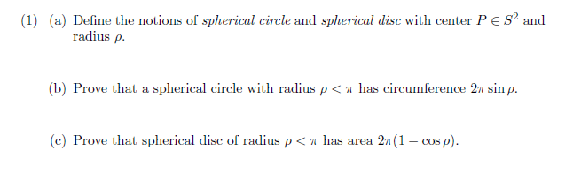 Solved 1) (a) Define the notions of spherical circle and | Chegg.com