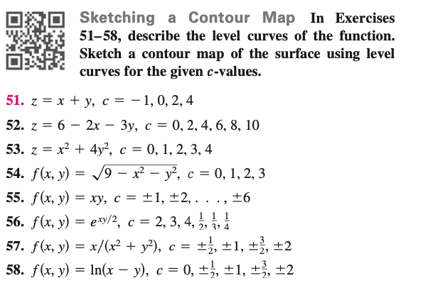 Solved Sketching a Contour Map In Exercises 51-58, describe | Chegg.com