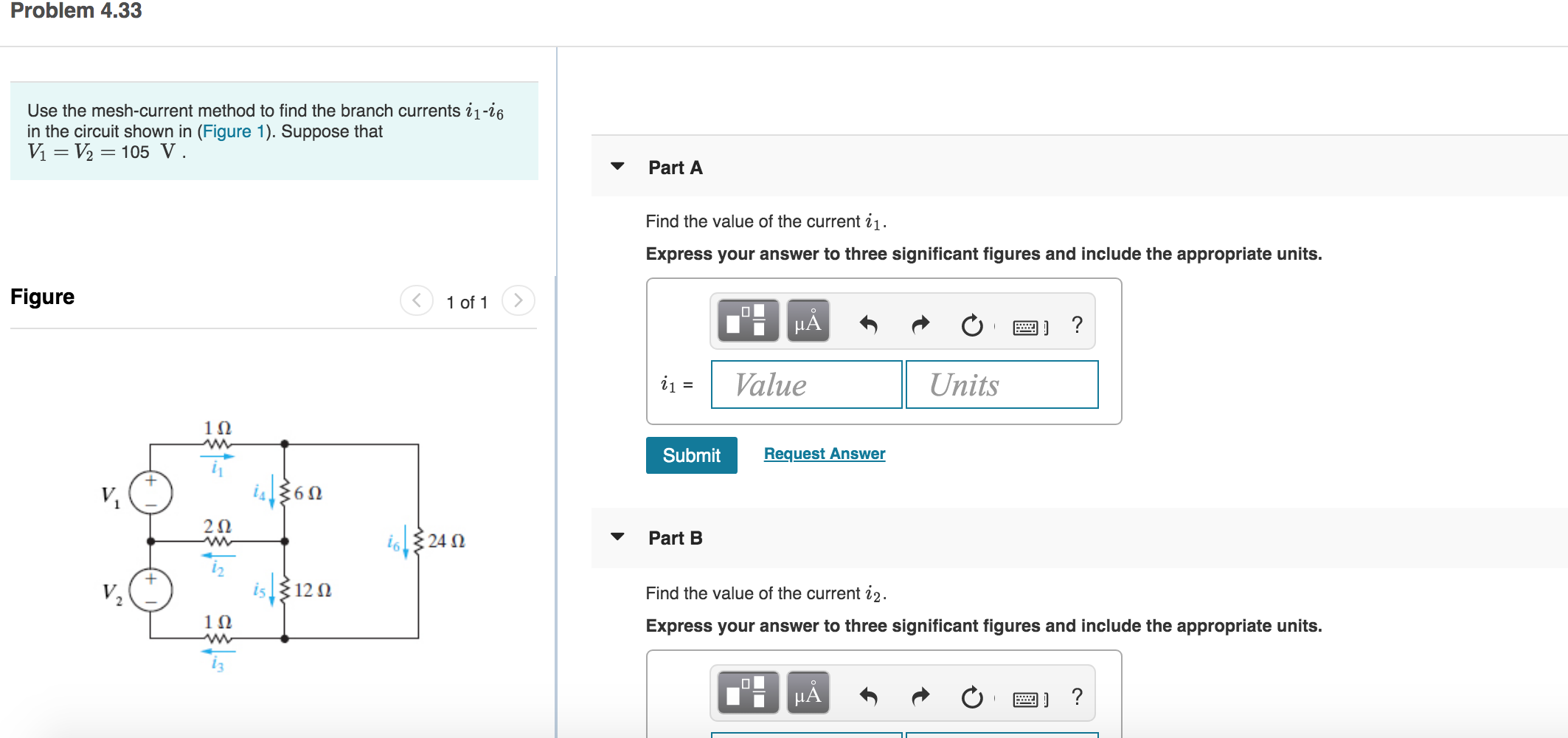 Solved Problem 4.33 Use the mesh-current method to find the | Chegg.com