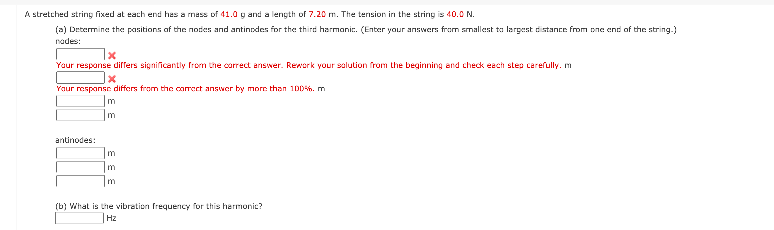Solved A stretched string fixed at each end has a mass of | Chegg.com