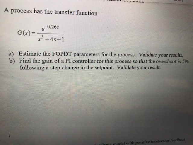 A process has the transfer function | Chegg.com