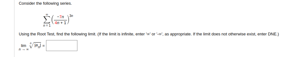 Solved Consider the following series. ∑n=1∞(4n+1−7n)3n Using | Chegg.com