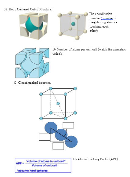 Solved 32. Body Centered Cubic Structure: The coordination | Chegg.com