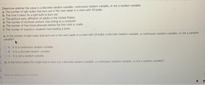 Solved Determine Whether The Value Is A Discrete Random