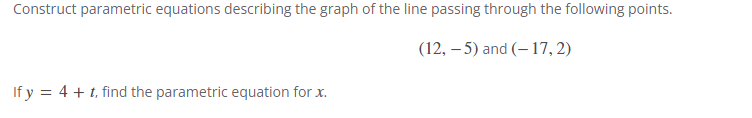 Solved Construct parametric equations describing the graph | Chegg.com