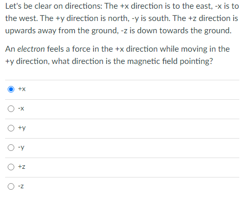 Solved Let's be clear on directions: The +x direction is to | Chegg.com