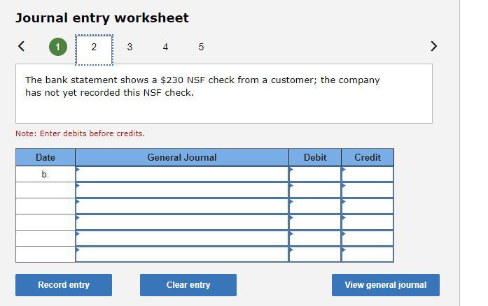 Solved Journal entry worksheet The bank statement shows a | Chegg.com