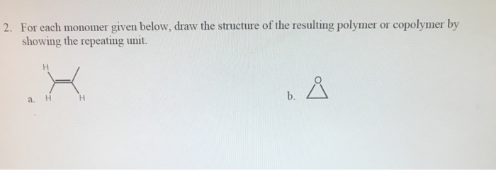 Solved 2. For each monomer given below, draw the structure | Chegg.com