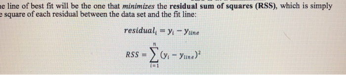 Solved Calculate the residual sum of squares (RSS) . Graph | Chegg.com