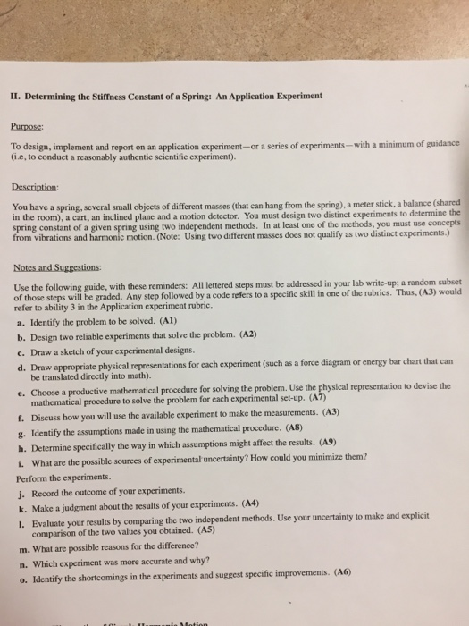 Solved II. Determining the Stiffness Constant of a Spring: | Chegg.com