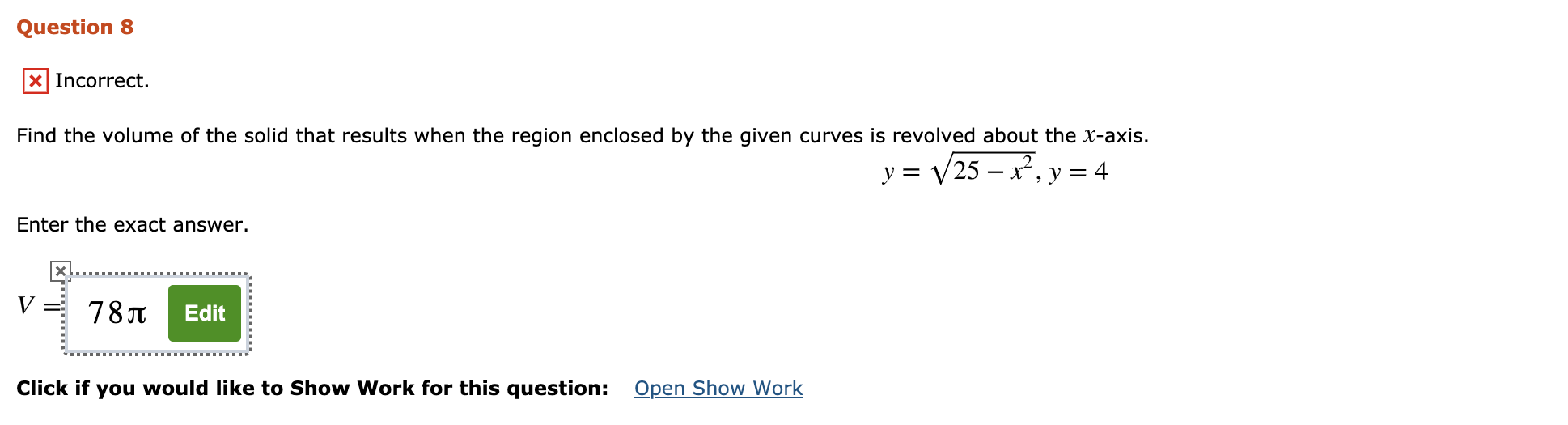 Solved 6.Find the volume of the solid that results when the | Chegg.com