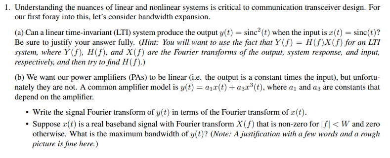 Solved 1. Understanding the nuances of linear and nonlinear | Chegg.com